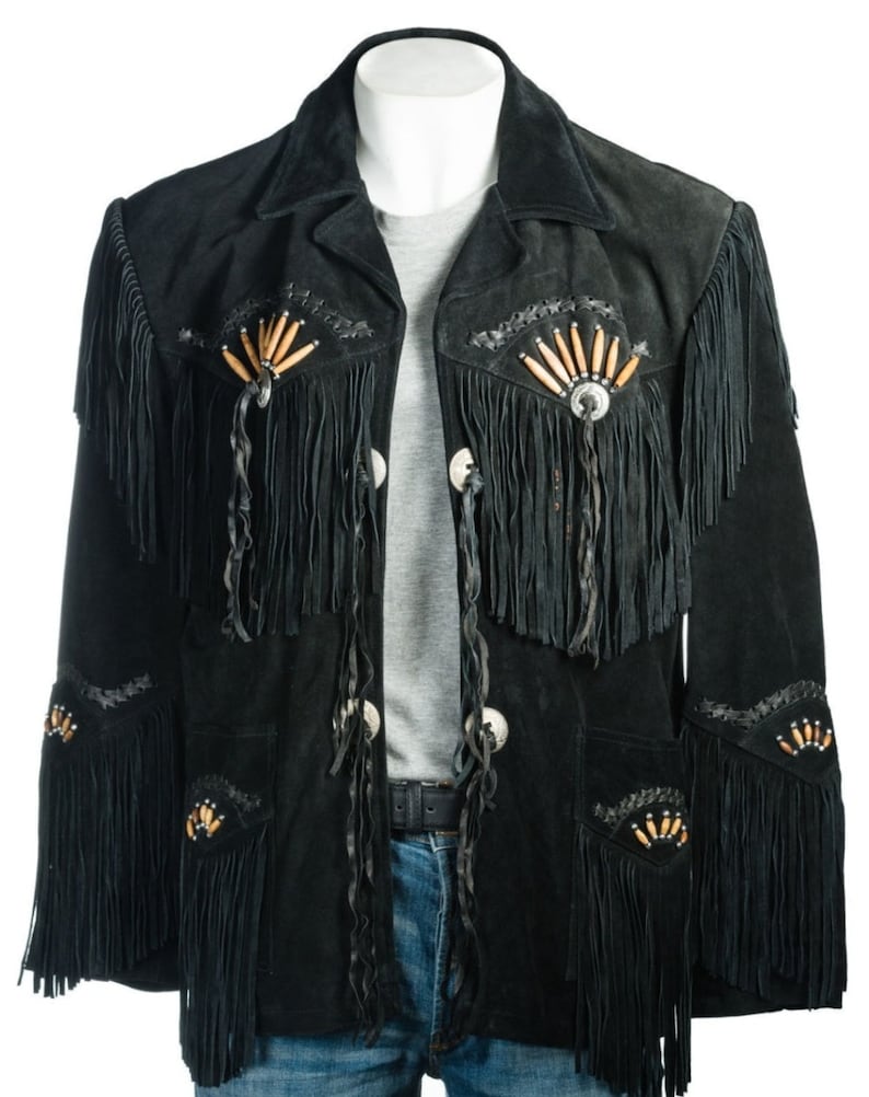 Men Traditional Handmade Native American Western Cowboy Leather Jacket ...