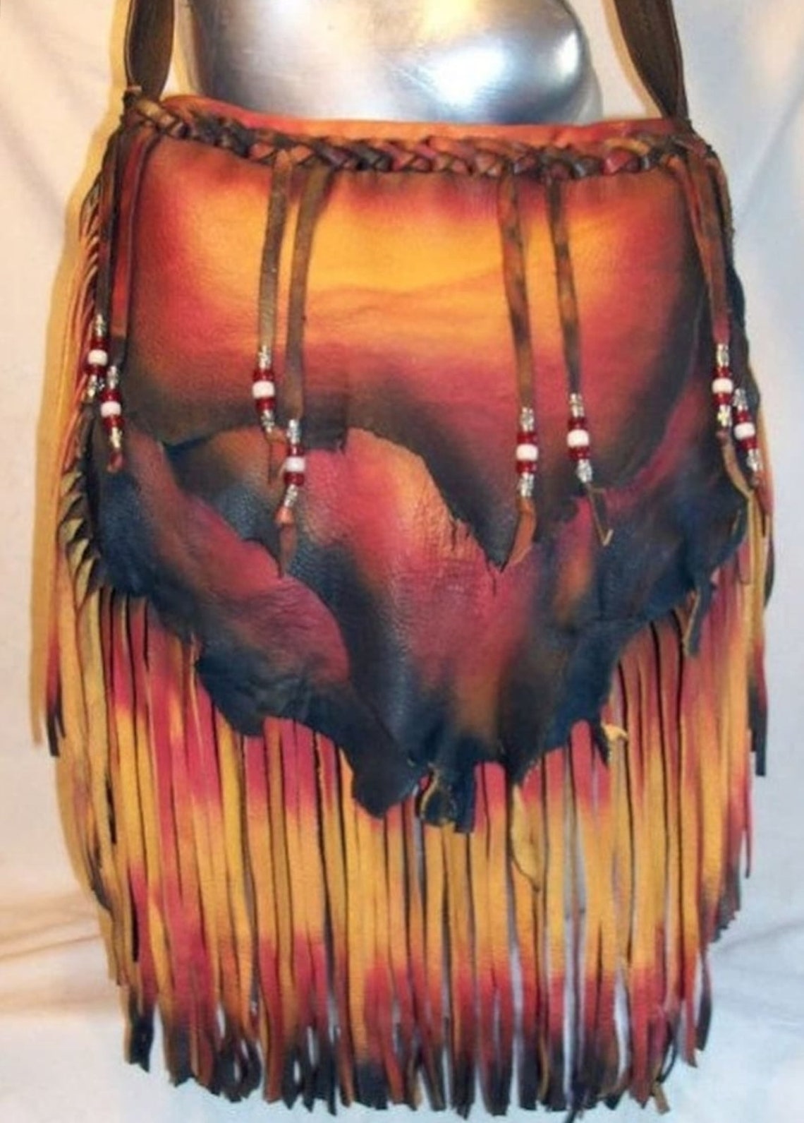 Leather Fringes Cross Body Bag Handmade Cowgirl Distress Brown Leather ...