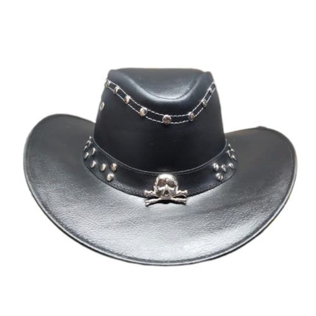 Handmade Leather Cowboy Hat, Skull Detail – Unisex Western Wear - Etsy