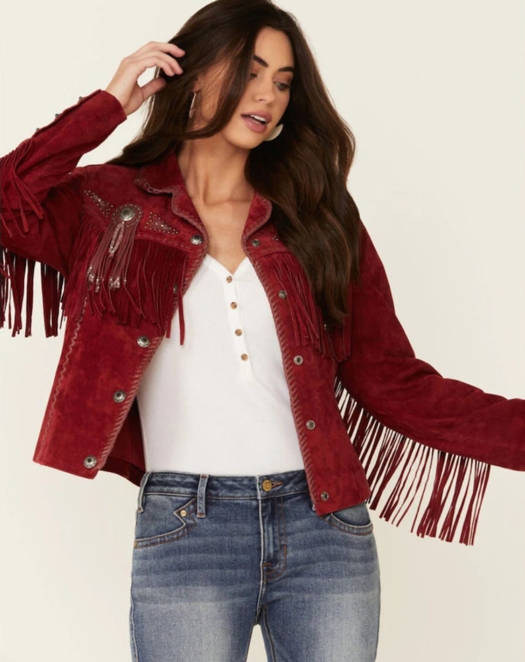 Women's Western Jacket Vintage Fringe Leather Jacket - Ladies Leather ...