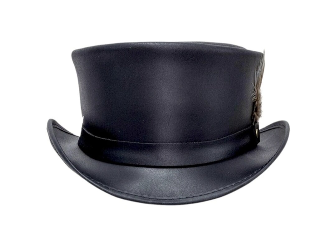 Leather Top Hat Feather Style Leather Band 100% Cowhide Leather ...