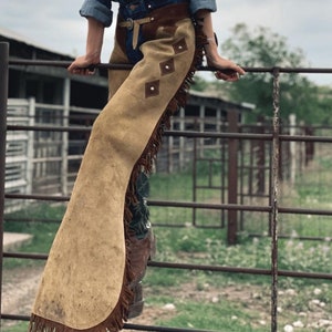 Handmade Cowgirl Chap Buck Skin Suede Leather Pant Rodeo Chap Western ...