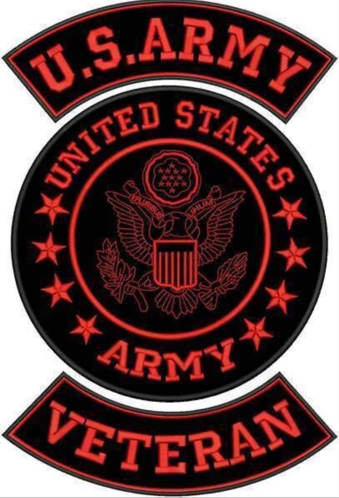 US Army Veteran Patch Set Red on Black 3 Pieces Set - Etsy