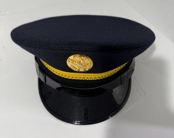 Vintage Military Dress Service Green Cap Enlisted Army Hat Uniform ...