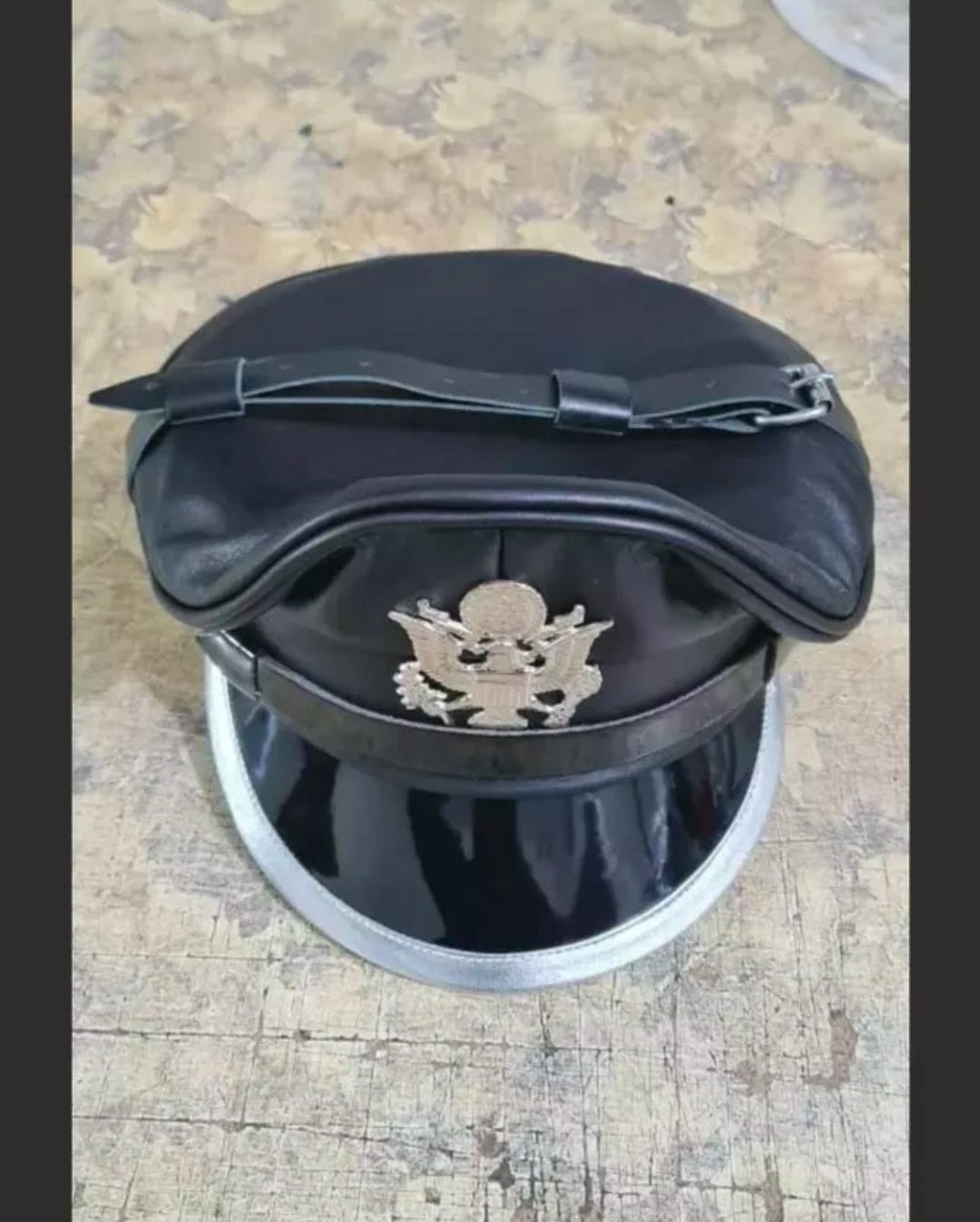 Black Leather Biker Muir Cap Hat, Fine Soft Reel, Gift for Men and ...