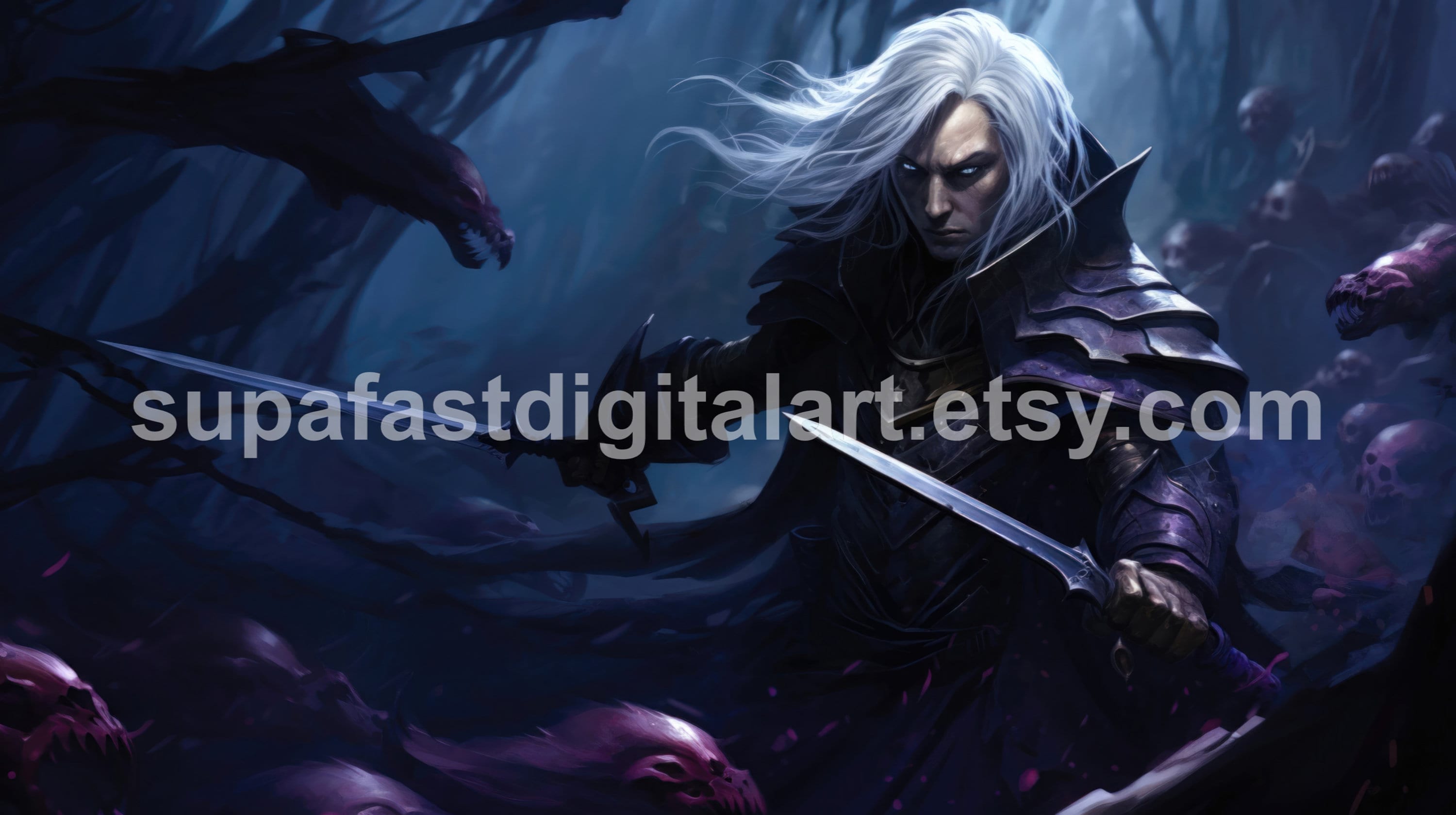 Digital Print of a Drow Ranger D&D Fantasy Character Portrait Including ...