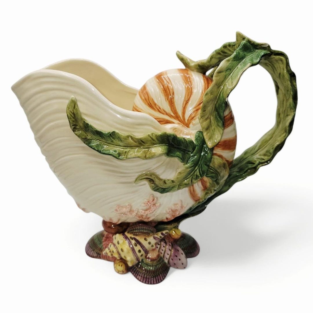 Fitz & Floyd Classics Nautilus Shell Pitcher Coastal Seashell Ocean ...