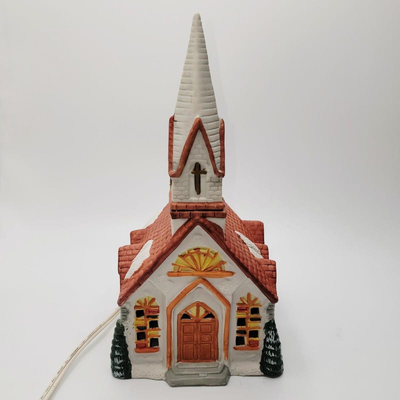 Lighted Ceramic Church - Etsy