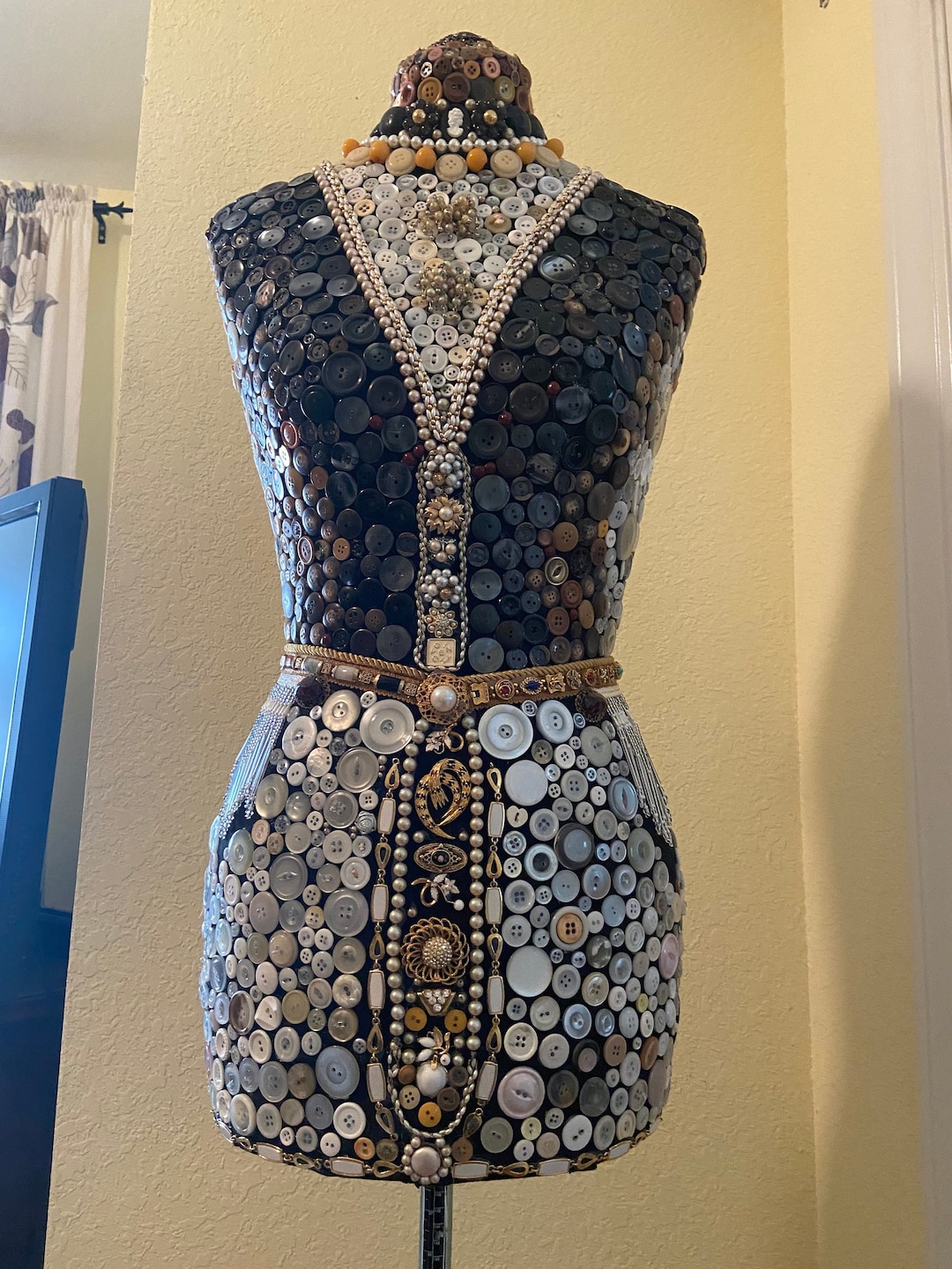 Mannequin ART - Jewelry and Button Mosaic Mannequin / Dress Form - Etsy