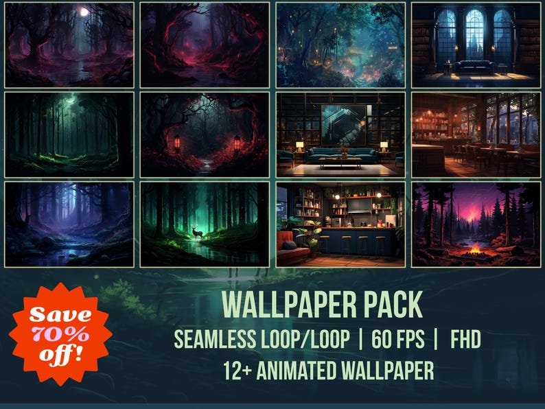 Animated Wallpaper Pack Enchanted Magical Forest Dark Academia Style Background Wallpaper ...