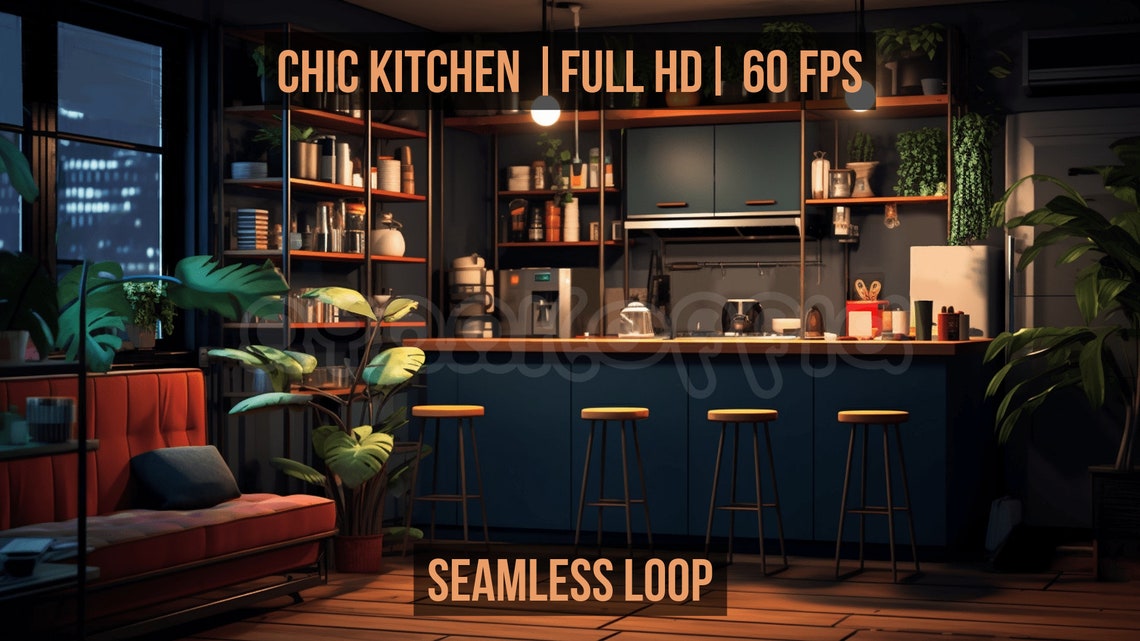 Animated Kitchen Lofi Style Overlay Background Wallpaper for Montage ...