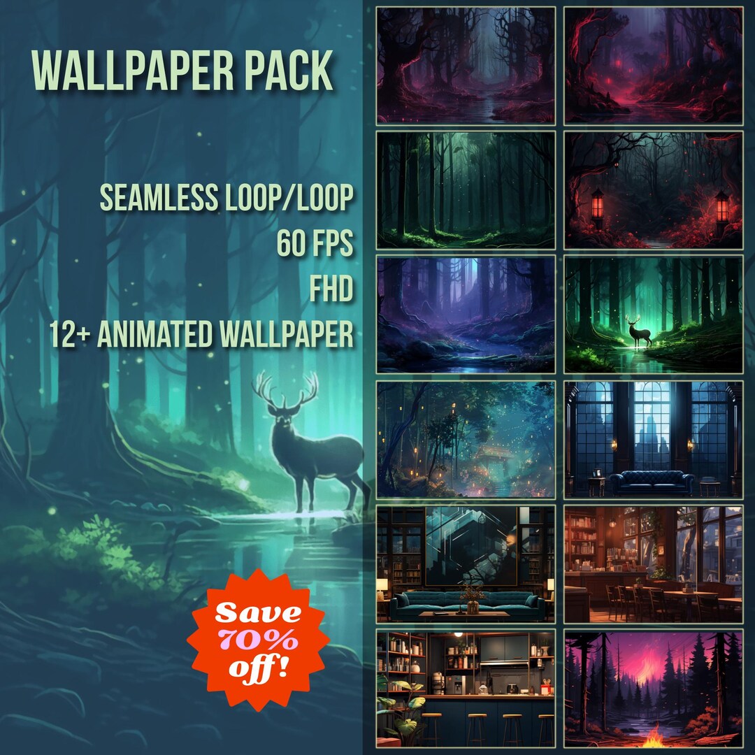 Animated Wallpaper Pack Enchanted Magical Forest Dark Academia Style Background Wallpaper ...