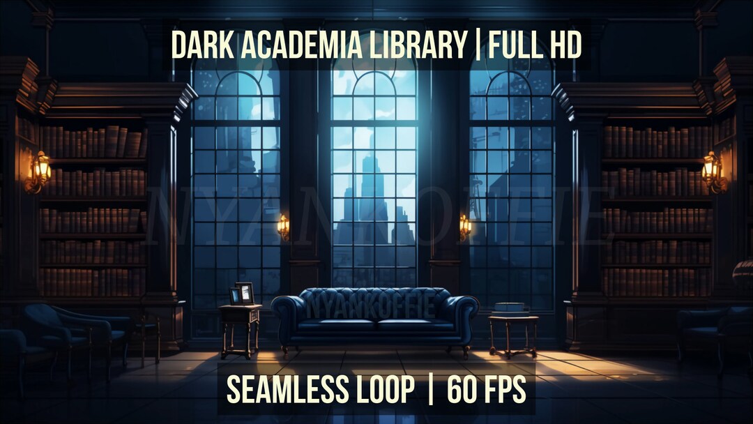 Animated Dark Academia Library Snow Background HD Wallpaper | Light and ...