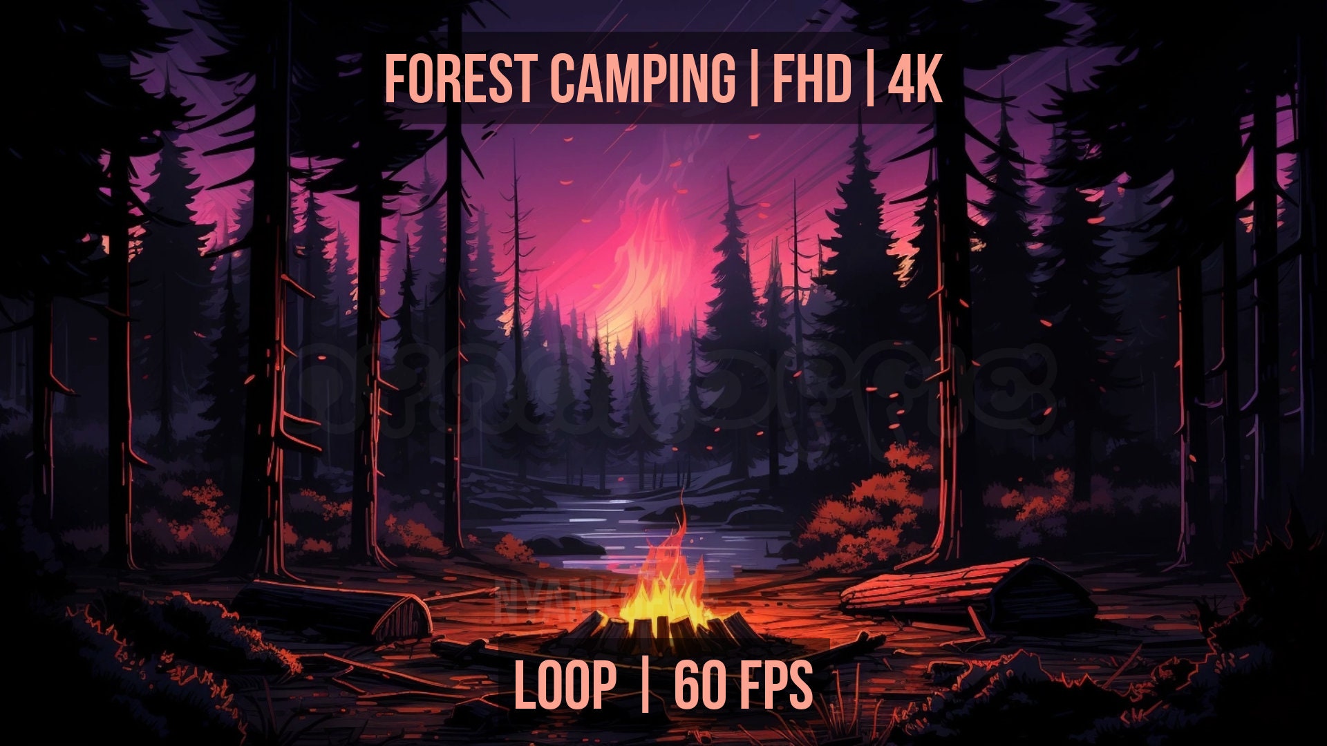 Animated Campfire Forest Dark Background Wallpaper for Vtuber |twitch | the Frame Wallpaper ...