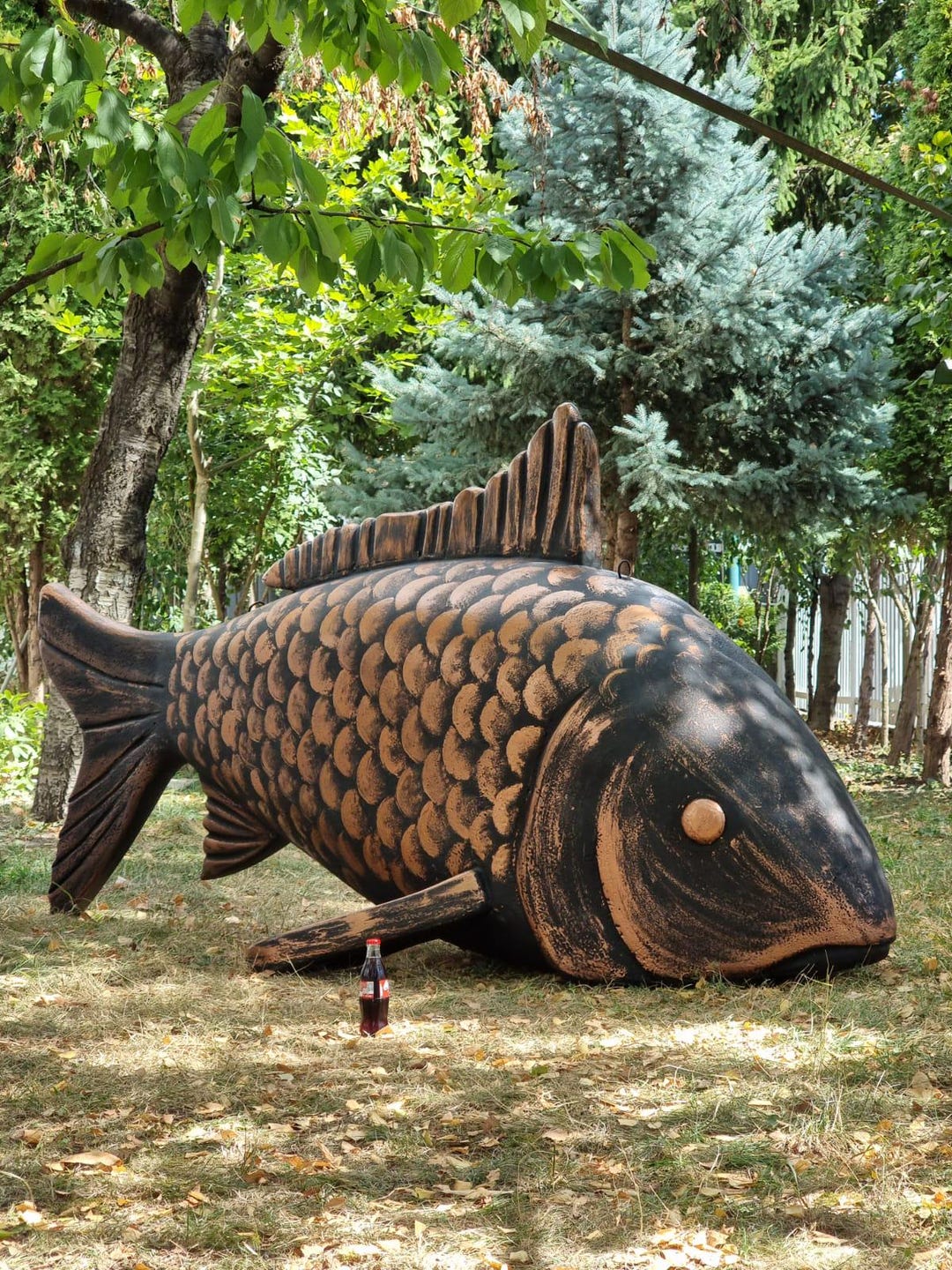 Giant 3D Fish Sculpture – Lifelike Outdoor Garden Decor, Weather ...