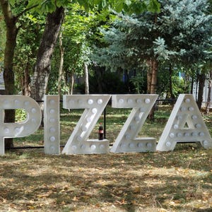 Giant 3D PIZZA Sign With Lights – Illuminated Restaurant Decor, Weather ...