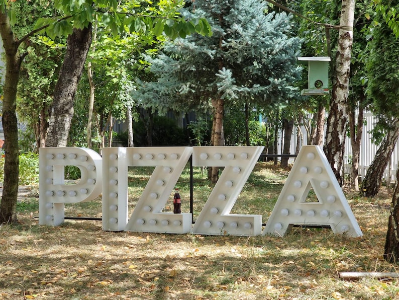 Giant 3D PIZZA Sign With Lights – Illuminated Restaurant Decor, Weather ...