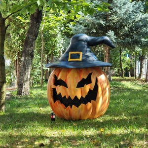 Giant 3D Double-sided Pumpkin Sculpture – Halloween Yard Decor, Spooky ...