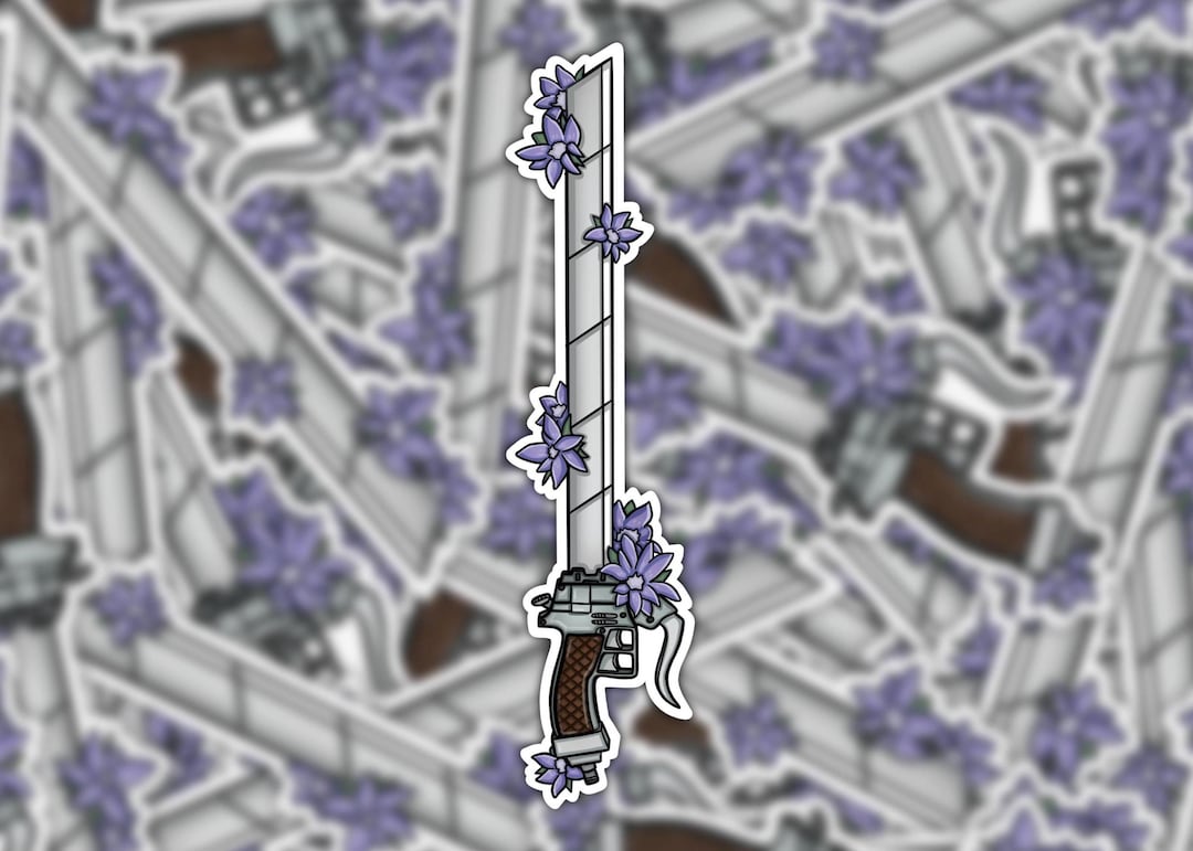 Attack on Titan - ODM Gear Sword & Flowers Vinyl Sticker - Glossy or ...