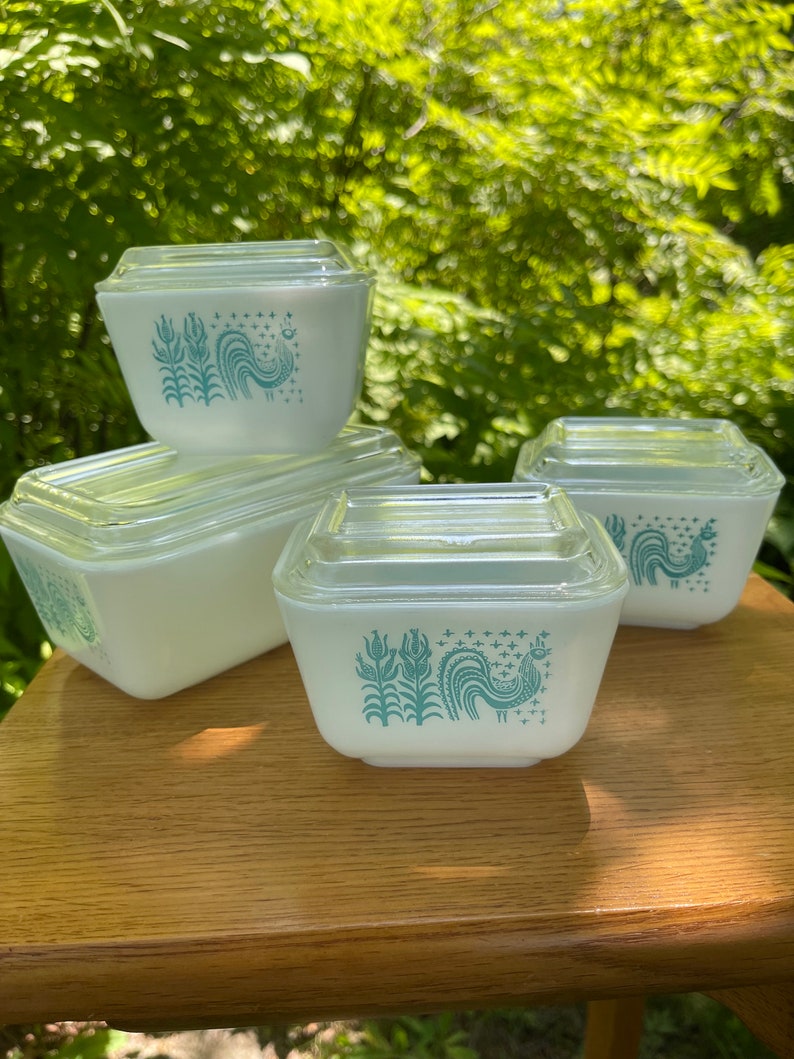 Amish Butterprint Vintage Pyrex Refrigerator Set | 8 Pieces | Turquoise ...