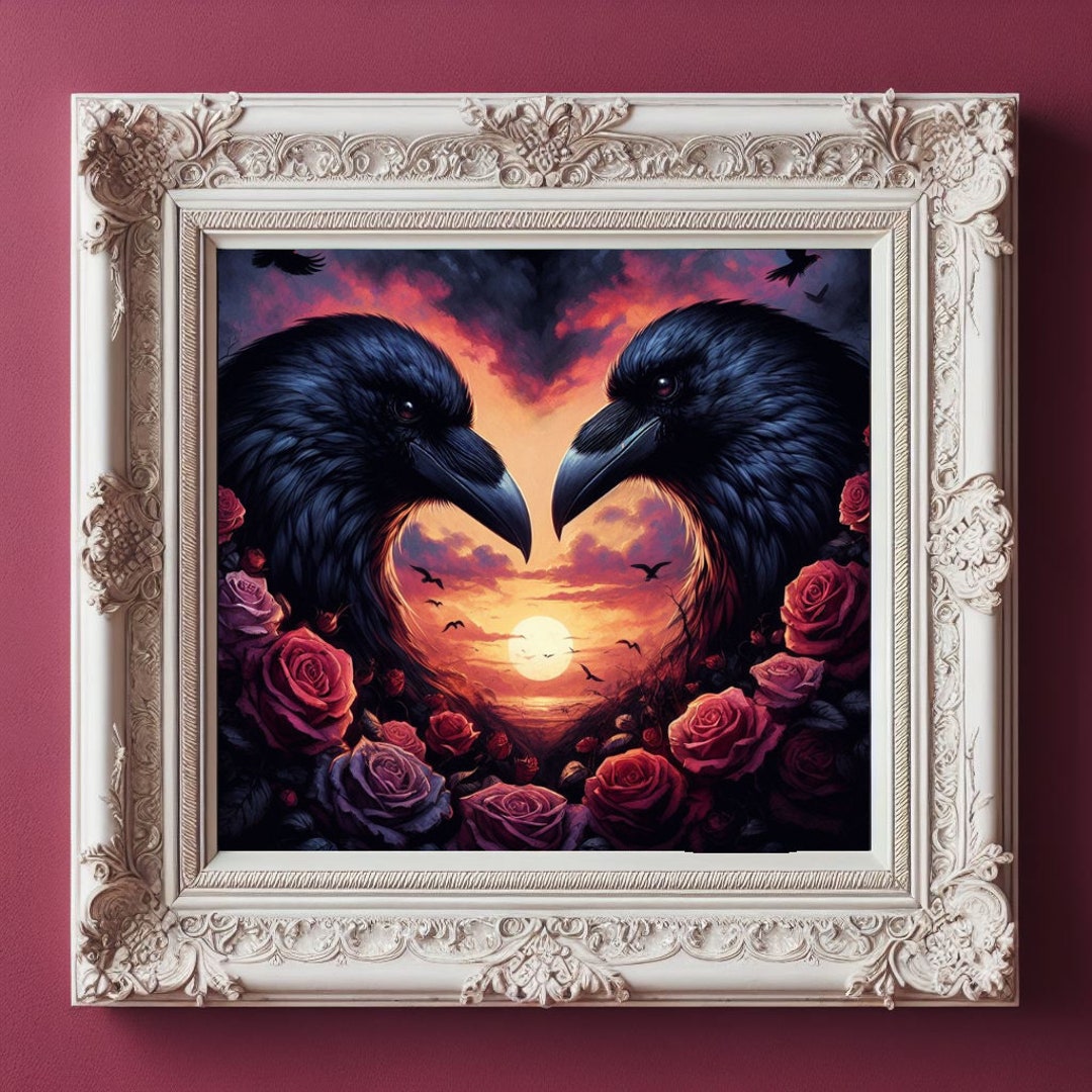 Two Ravens in Love Poster Moody Gothic Wall Art Decor - Etsy