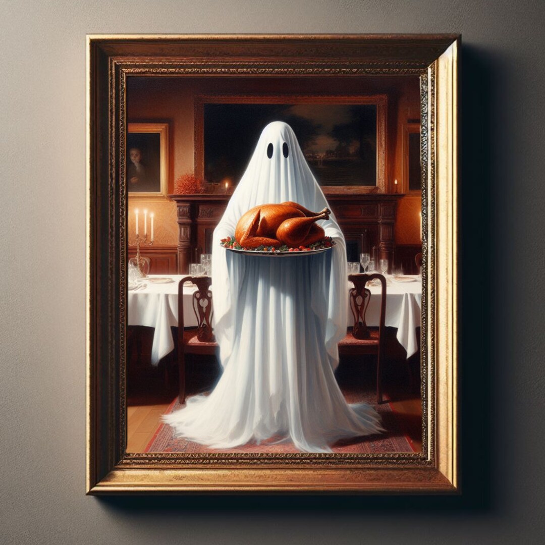 Ghostly Thanksgiving Poster Spooky Fall Wall Art Decor - Etsy