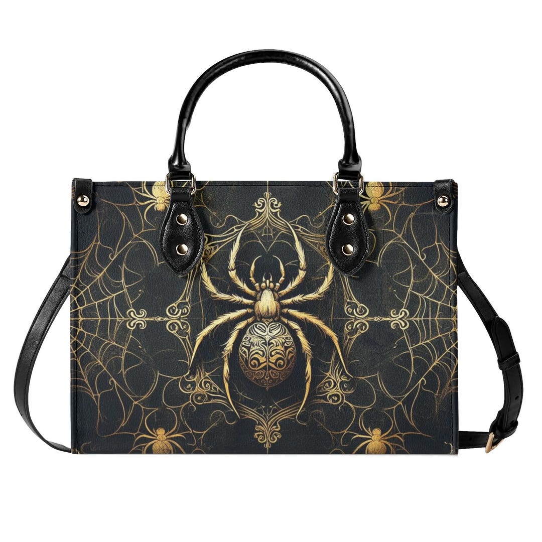 Gold Spiders and Spiderwebs Handbag Spooky Gothic Purse - Etsy