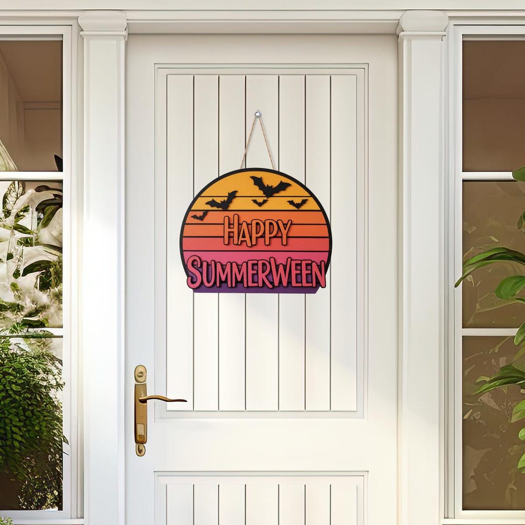Happy Summerween Hanging Wood Sign Spooky Summer Wooden Wall Decor ...