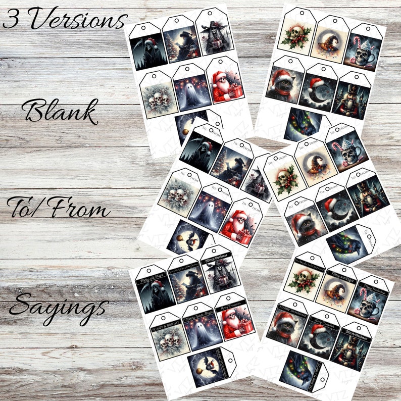 Spooky Christmas Gift Tags Printable Tags Digital Download 14 Tags 3 ...