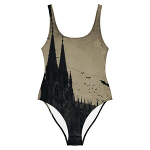 Gothic Cathedral Bats One Piece Swimsuit Summerween Swimwear - Etsy