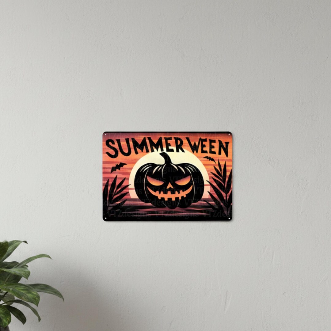 Summerween Pumpkin Metal Sign Sunset Spooky Summer Wall Art Decor - Etsy
