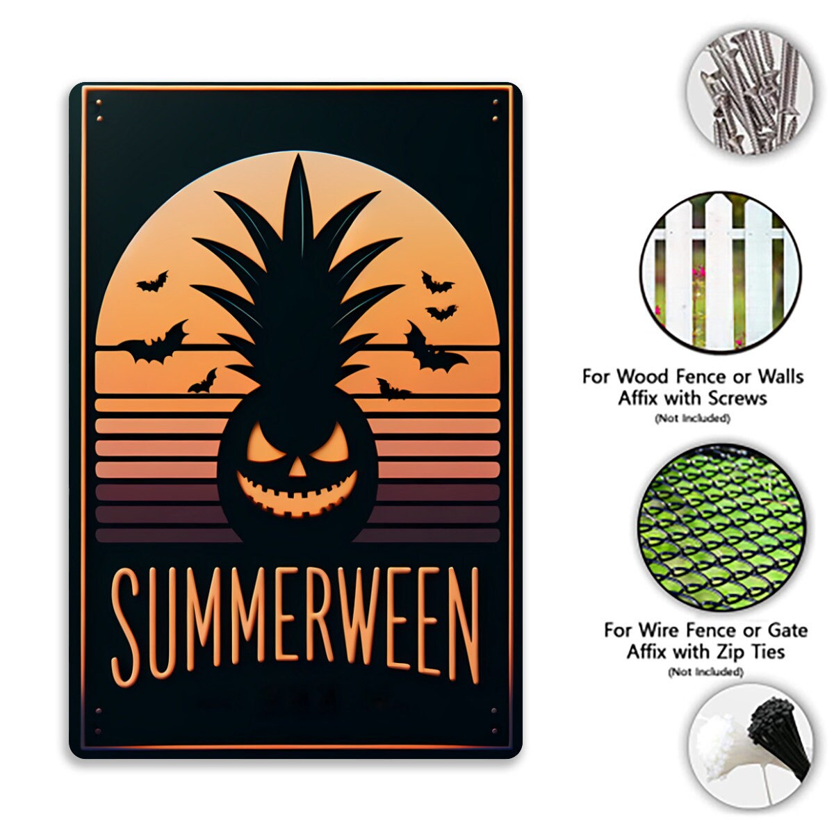 Summerween Pineapple Metal Sign Sunset Spooky Summer Wall Art Decor - Etsy