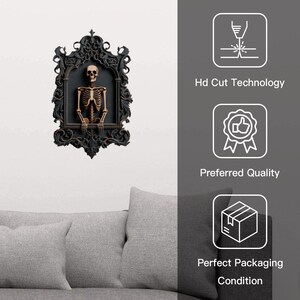 Skeleton in Ornate Frame Wood Sign Wooden Wall Decor Halloween Art - Etsy