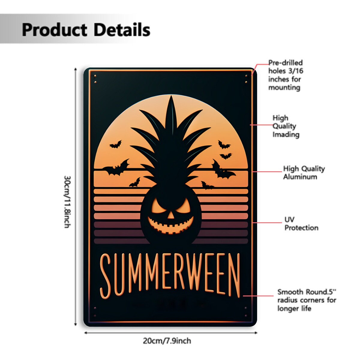 Summerween Pineapple Metal Sign Sunset Spooky Summer Wall Art Decor - Etsy