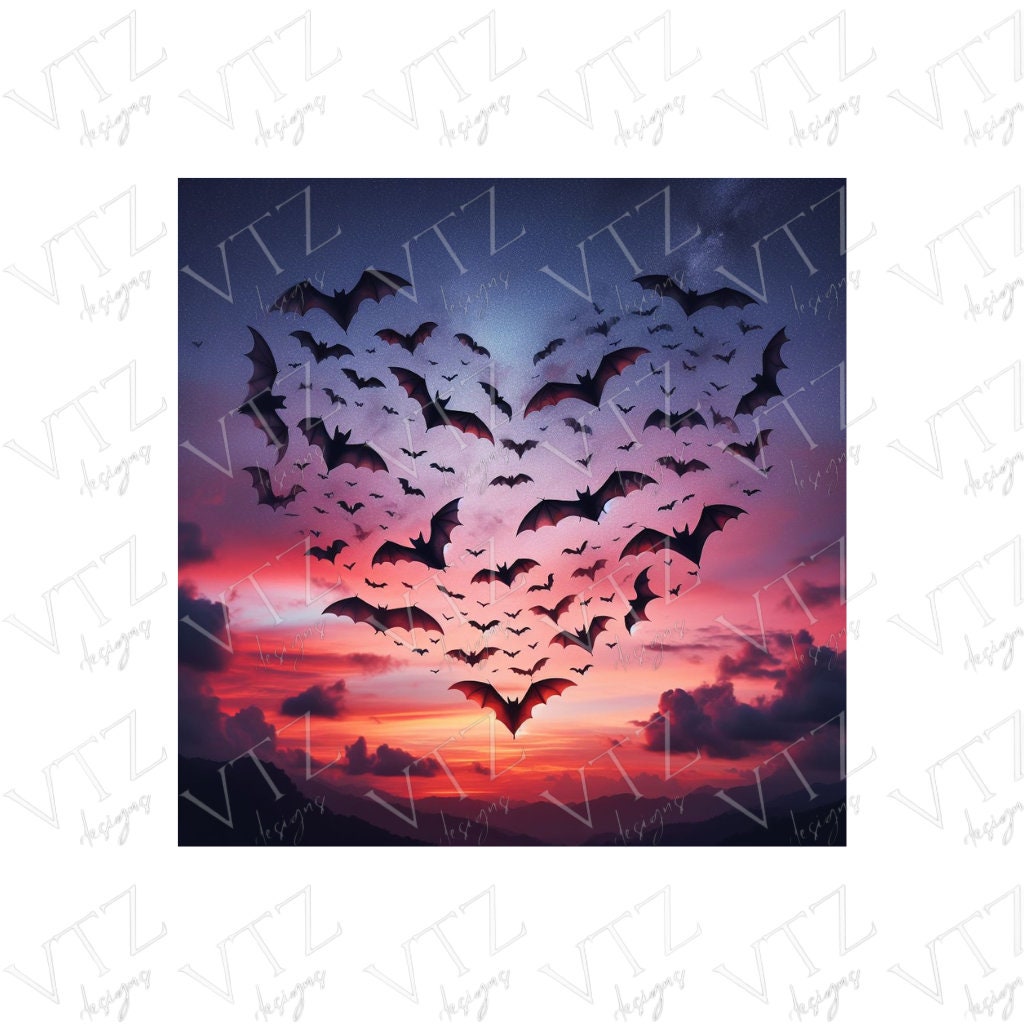 Heart Made of Bats Poster Spooky Wall Art Valentine's Day Wall Art ...
