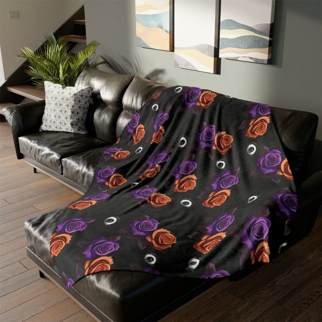 Purple Orange Roses and Eyes Soft Polyester Throw Blanket - Etsy