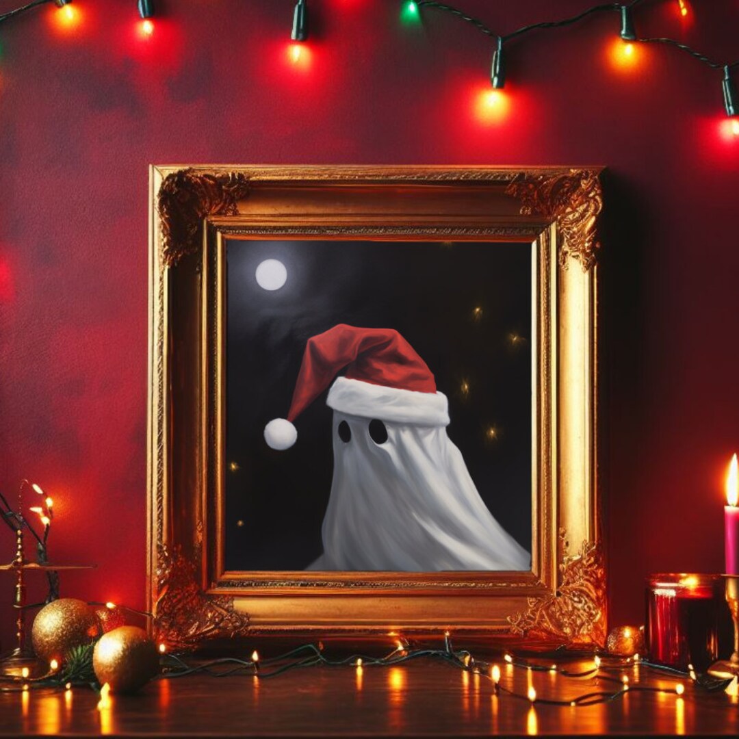 Ghost in Santa Hat Poster Dark Christmas Wall Art Decor Print - Etsy