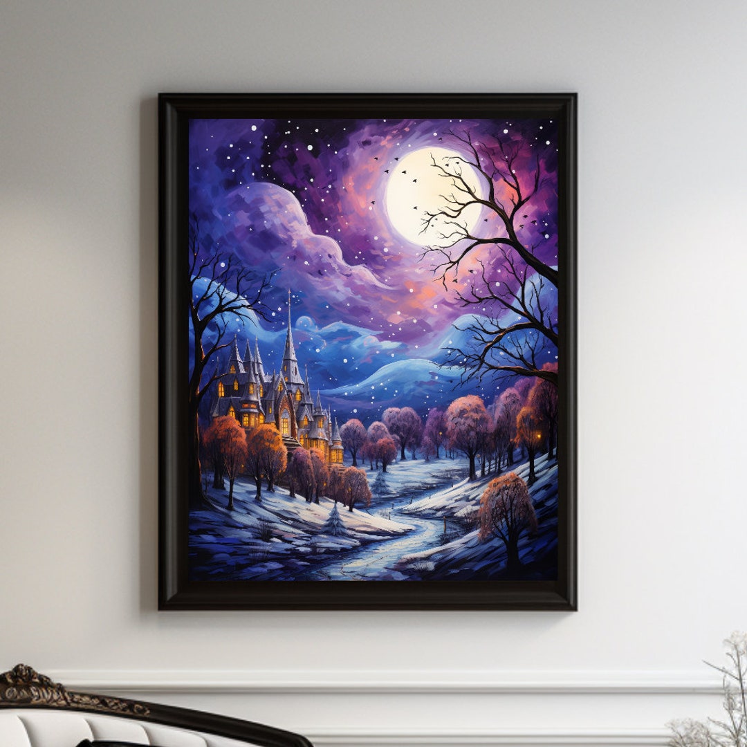 Moody Winter Scene Poster Colorful Wintery Sky Wall Art Decor Print - Etsy