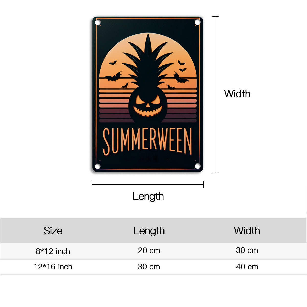 Summerween Pineapple Metal Sign Sunset Spooky Summer Wall Art Decor - Etsy