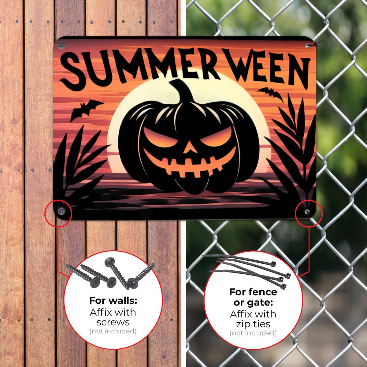 Summerween Pumpkin Metal Sign Sunset Spooky Summer Wall Art Decor - Etsy