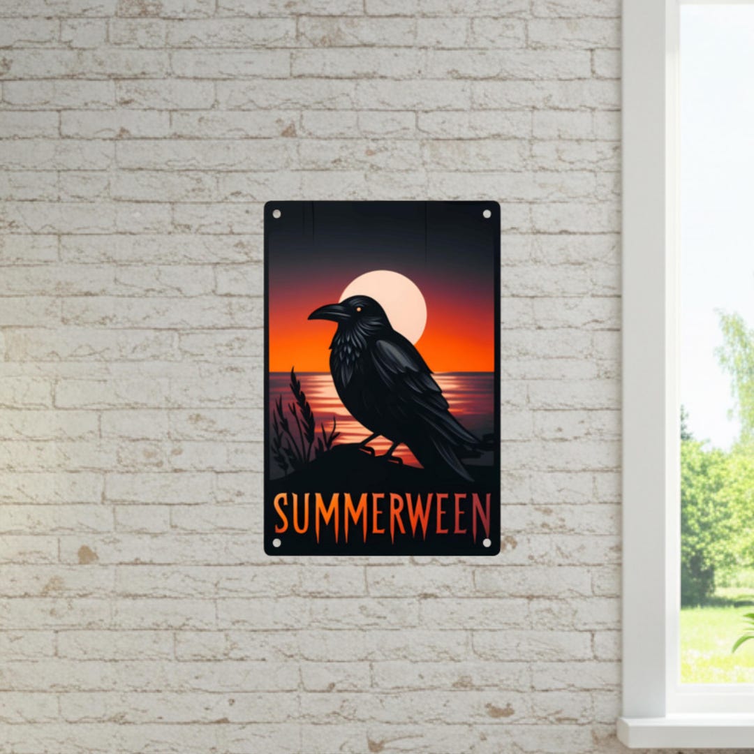 Summerween Raven Metal Sign - Etsy