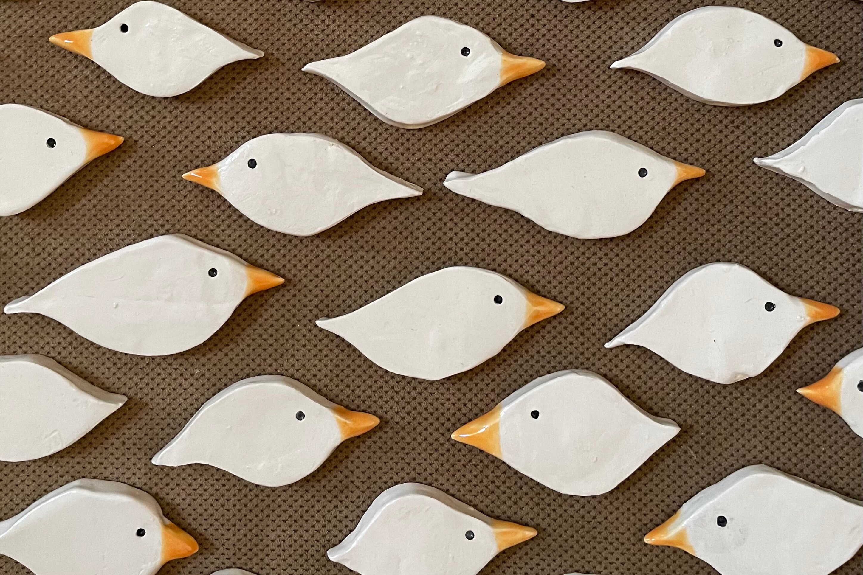 Ceramic Bird Markers, Handmade Clay Birds, Plant Identifier, Outdoor ...