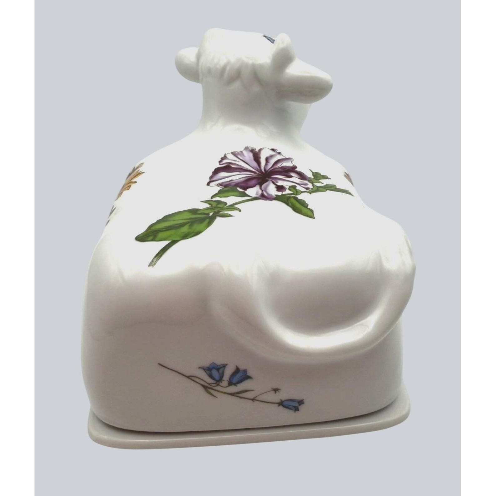 BIA Cordon Bleu Cow Covered Butter/cheese Dish-floral-hand Decorated ...