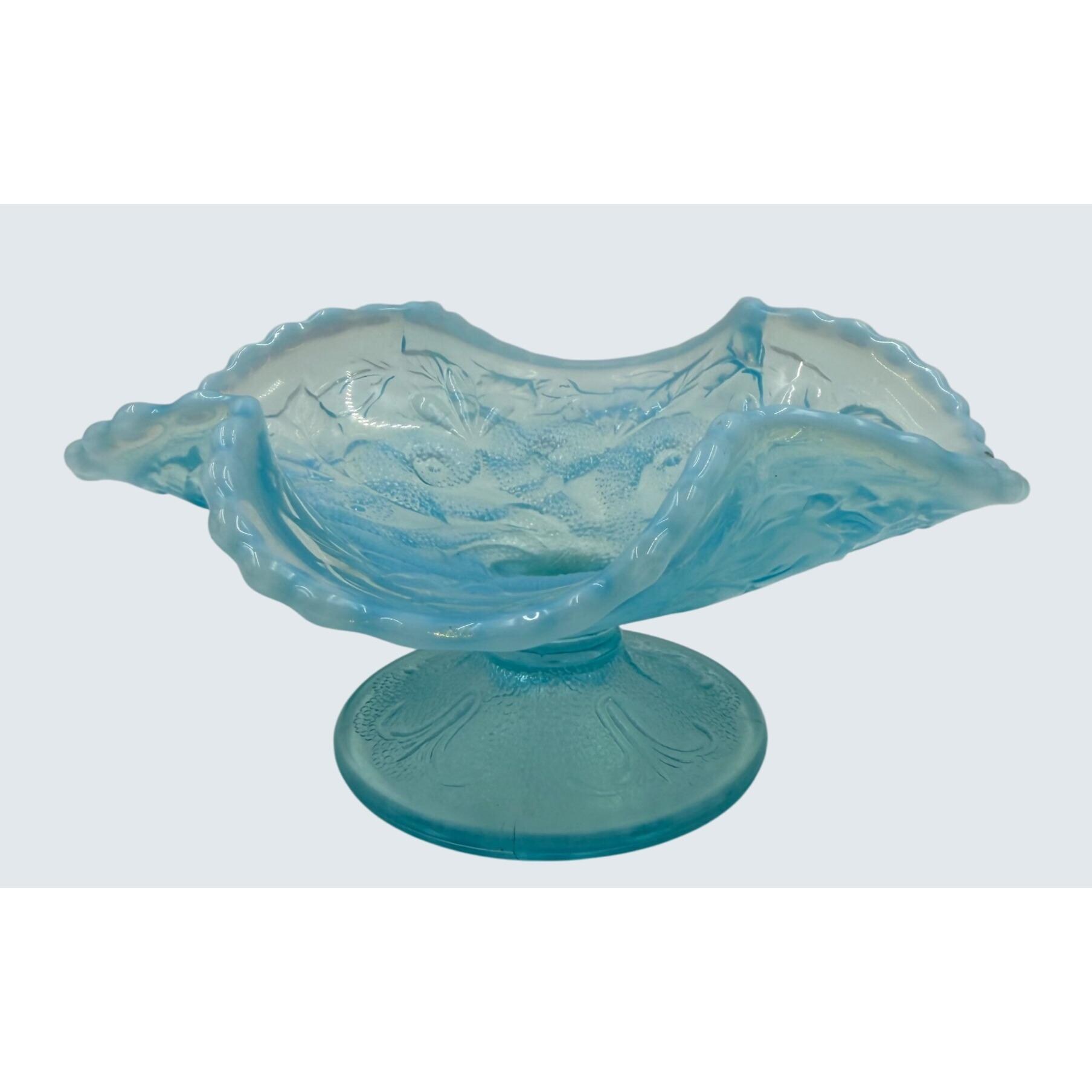 Dugan Question Marks Opalescent Blue Ruffled Compote Vintage 1900s ...