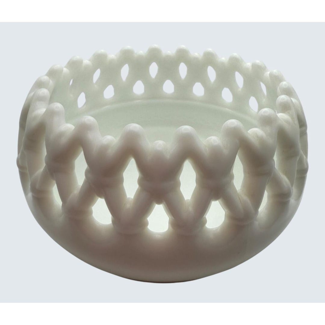 Westmoreland Milk Glass Open Edge Doric Bowl | Vintage Lattice Candy ...