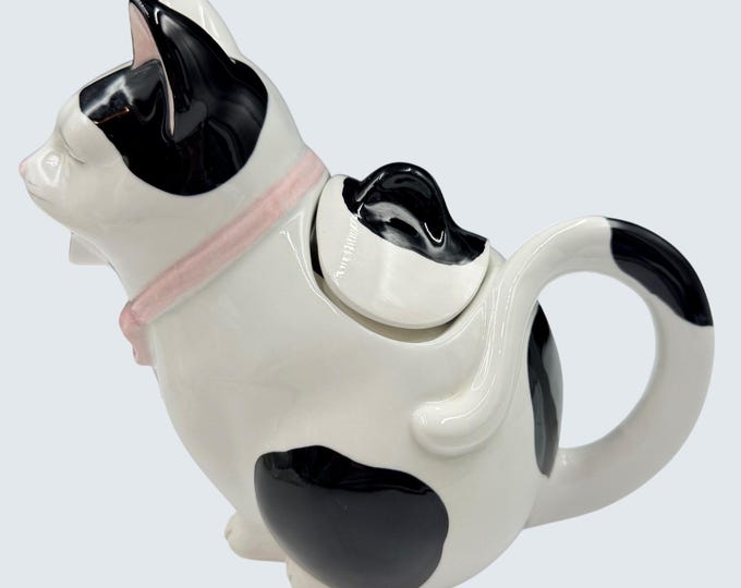 Hand Painted Takahashi Cat Pitcher Creamer Japan Figural Kitty Bow ...