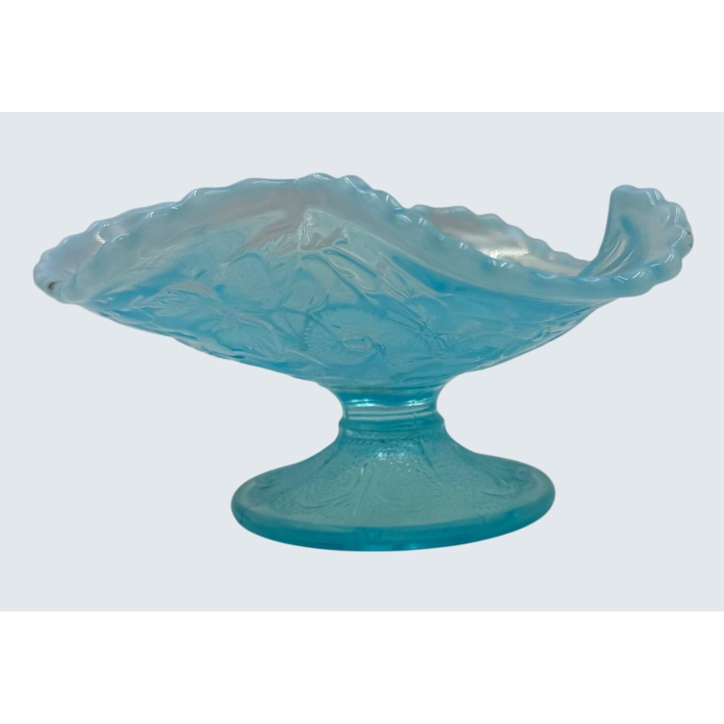 Dugan Question Marks Opalescent Blue Ruffled Compote Vintage 1900s ...