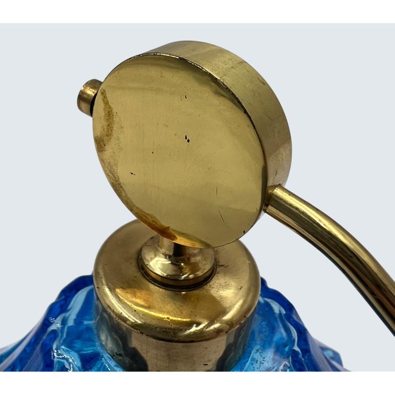Vtg Cobalt Blue Glass Perfume Atomizer With Brass Pump Art Deco Vanity ...