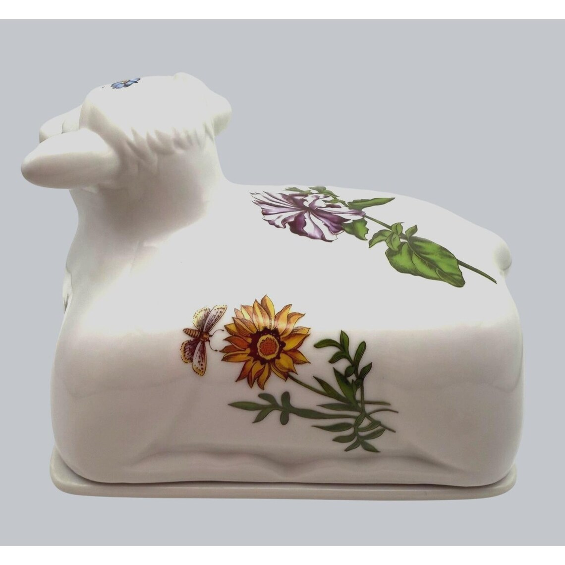 BIA Cordon Bleu Cow Covered Butter/cheese Dish-floral-hand Decorated ...