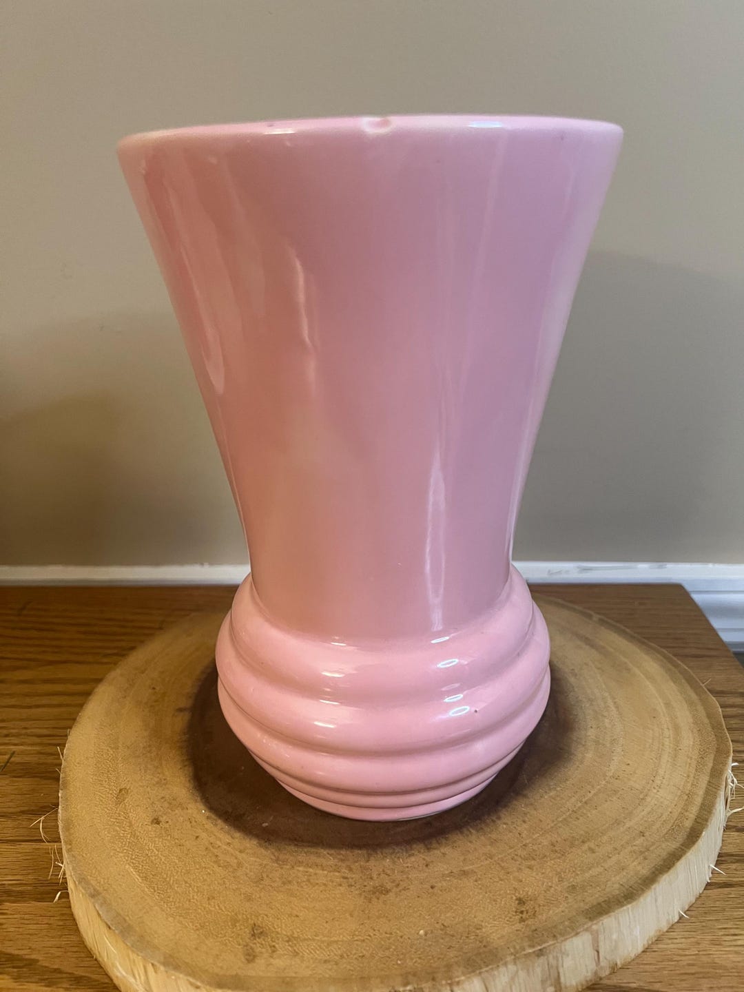 Vintage Pink Mccoy Vase- Flared Rim With Ribbed Base - Etsy